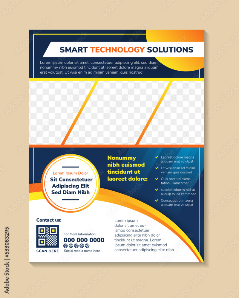 flyer template design with headline is smart technology solutions ...