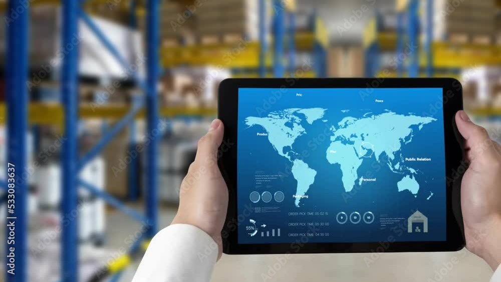 Vidéo Stock Warehouse management deft software in computer for real ...