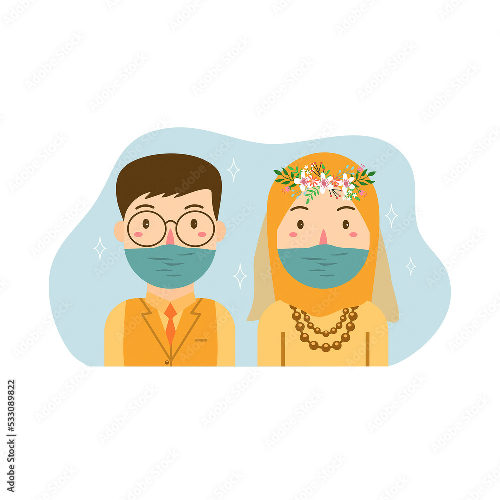 Muslim Bride and Groom Vector Cartoon Illustration Stock Illustration ...