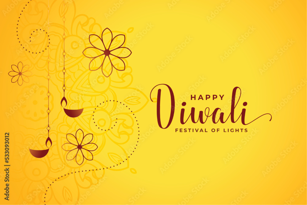 happy deepavali background with lantern and floral design Stock Vector ...