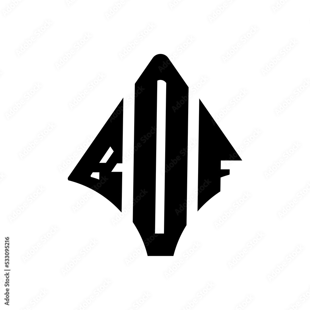 BOF letter logo design. BOF modern letter logo with black background ...