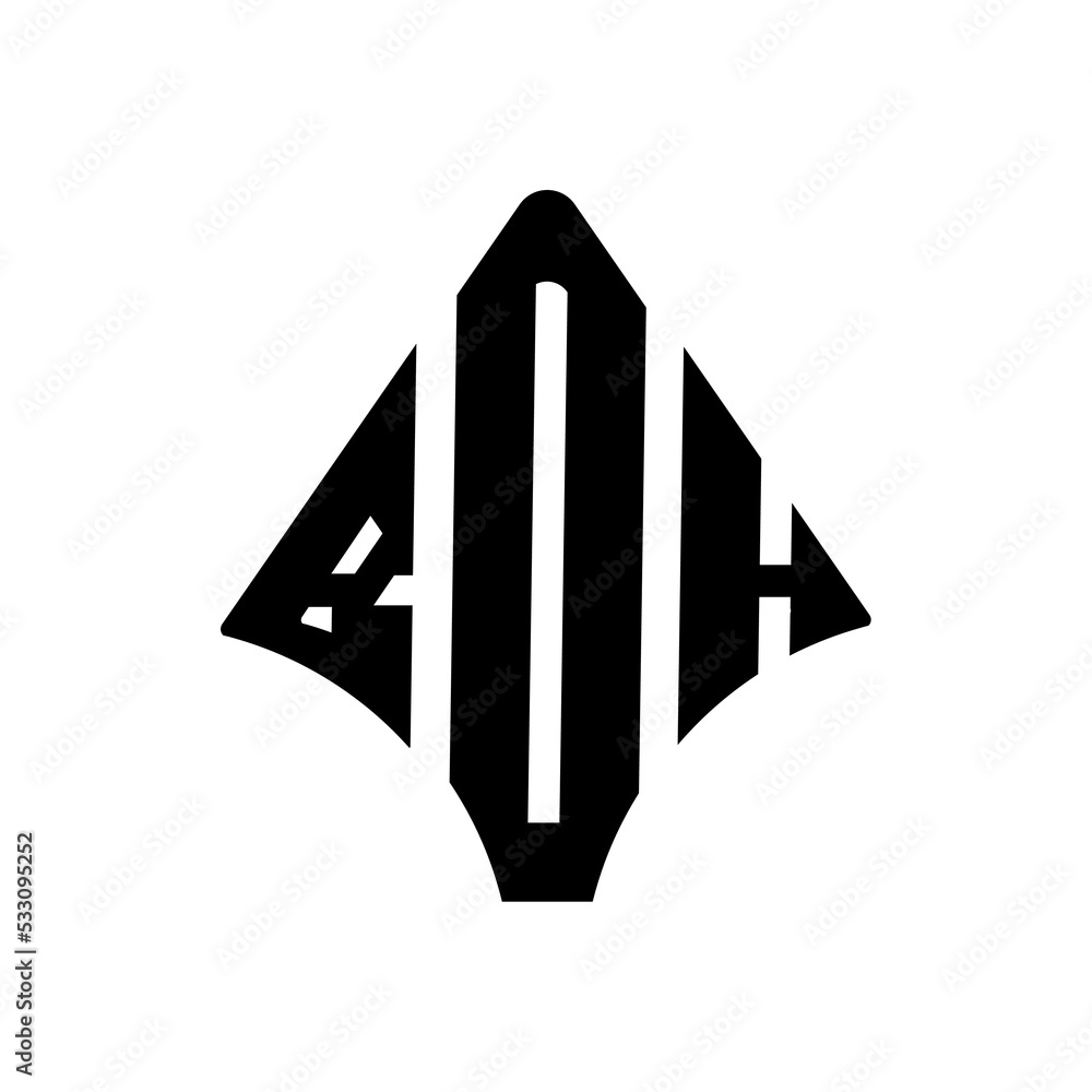 BOH letter logo design. BOH modern letter logo with black background ...