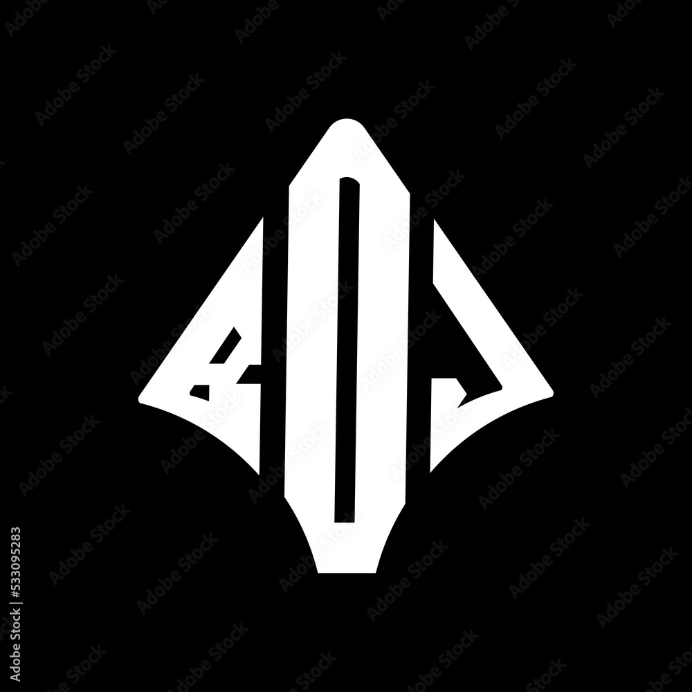 BOJ letter logo design. BOJ modern letter logo with black background ...