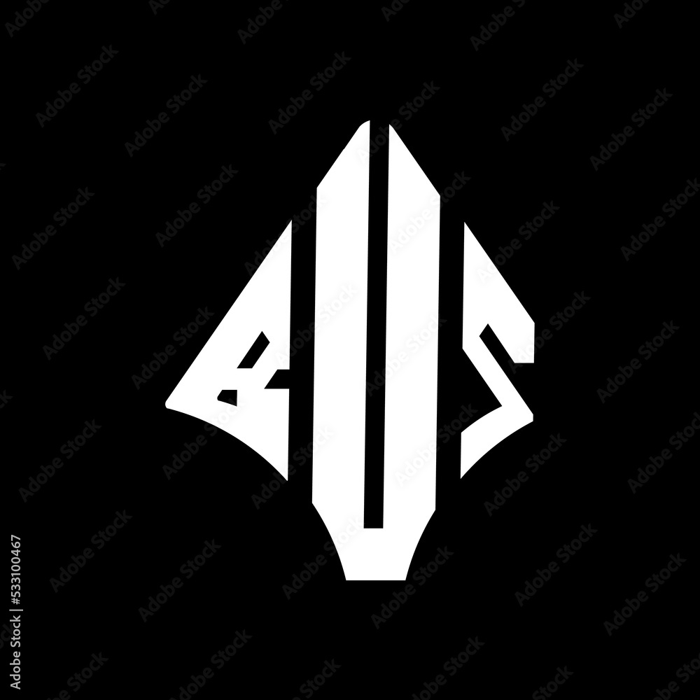 BVS letter logo design. BVS modern letter logo with black background ...