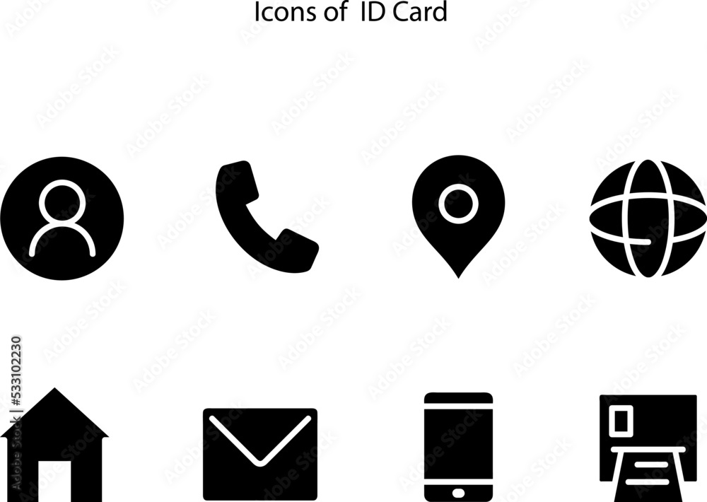 icons set of id card isolated on white background. id card icon, id ...