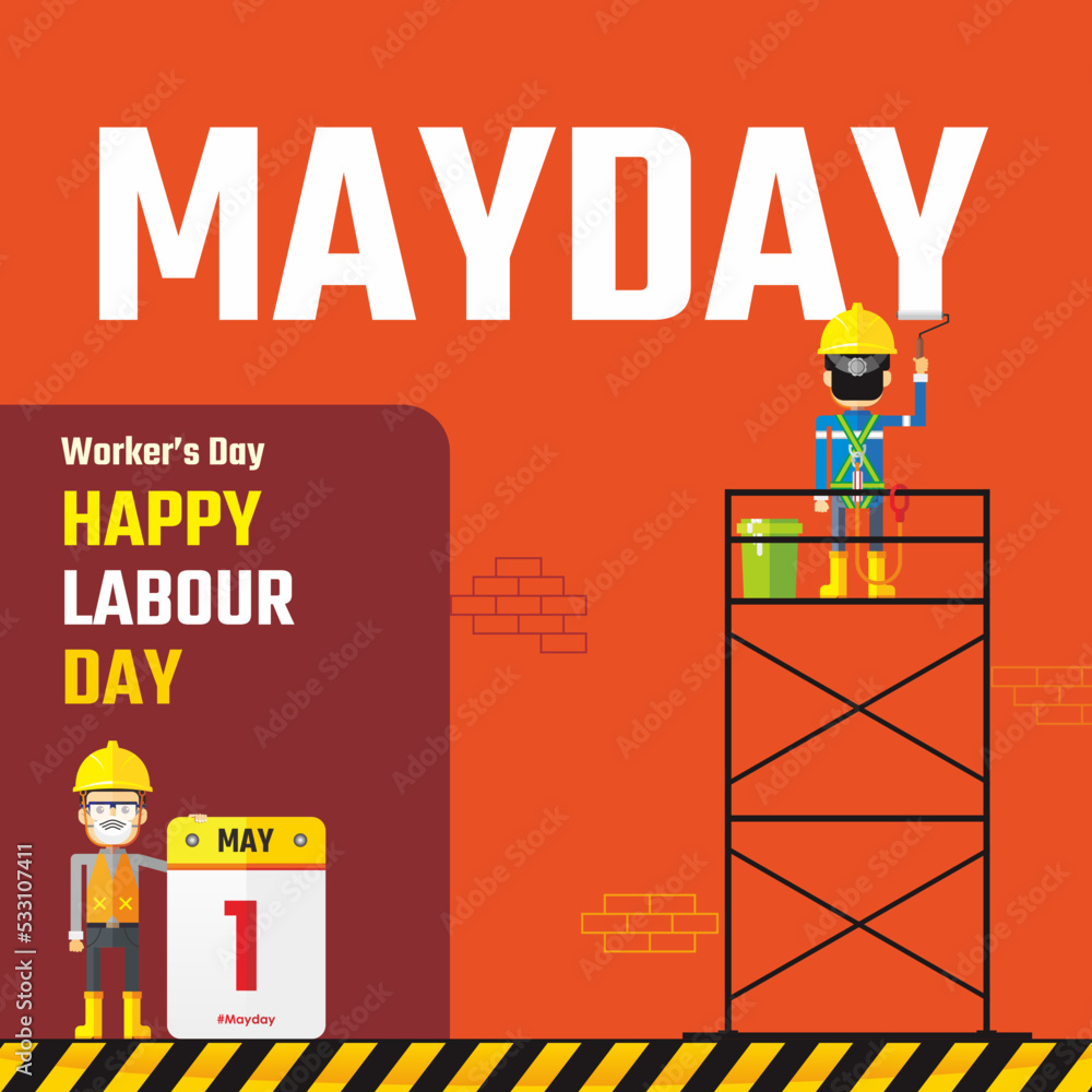 Mayday celebration vector image. Happy labour day. Greeting card ...