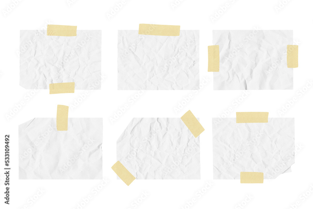 White ripped crumpled paper strips collection. Realistic paper scraps ...