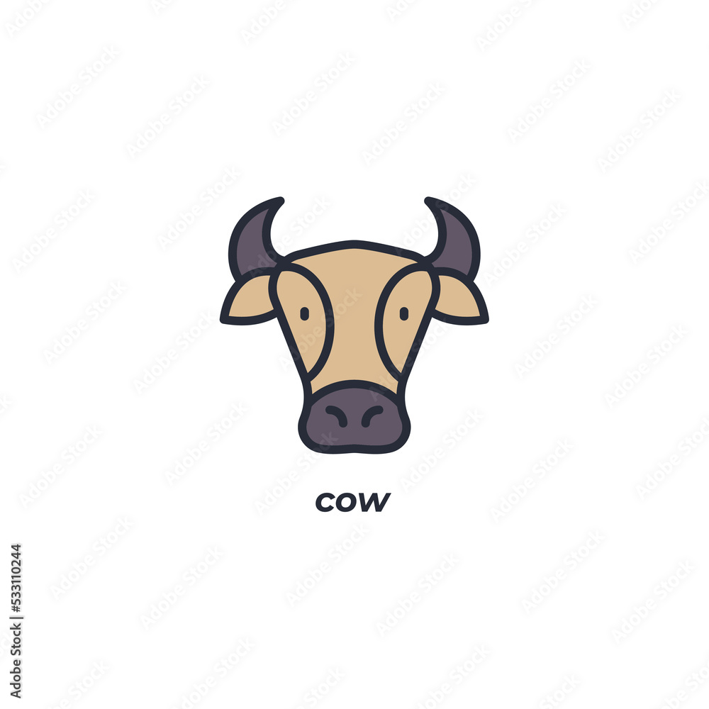 Vector sign cow symbol is isolated on a white background. icon color ...
