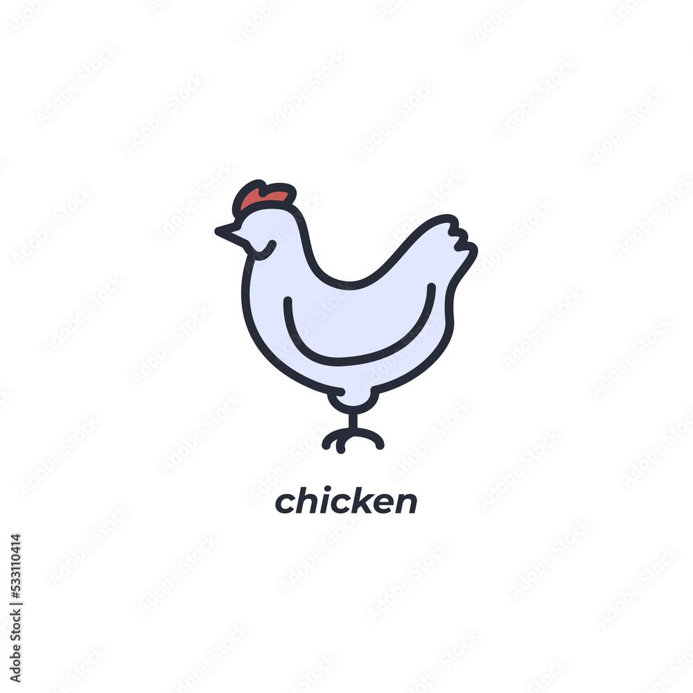 Vector sign chicken symbol is isolated on a white background. icon ...