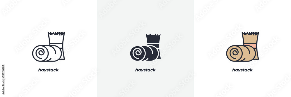 haystack icon. Line, solid and filled outline colorful version, outline ...