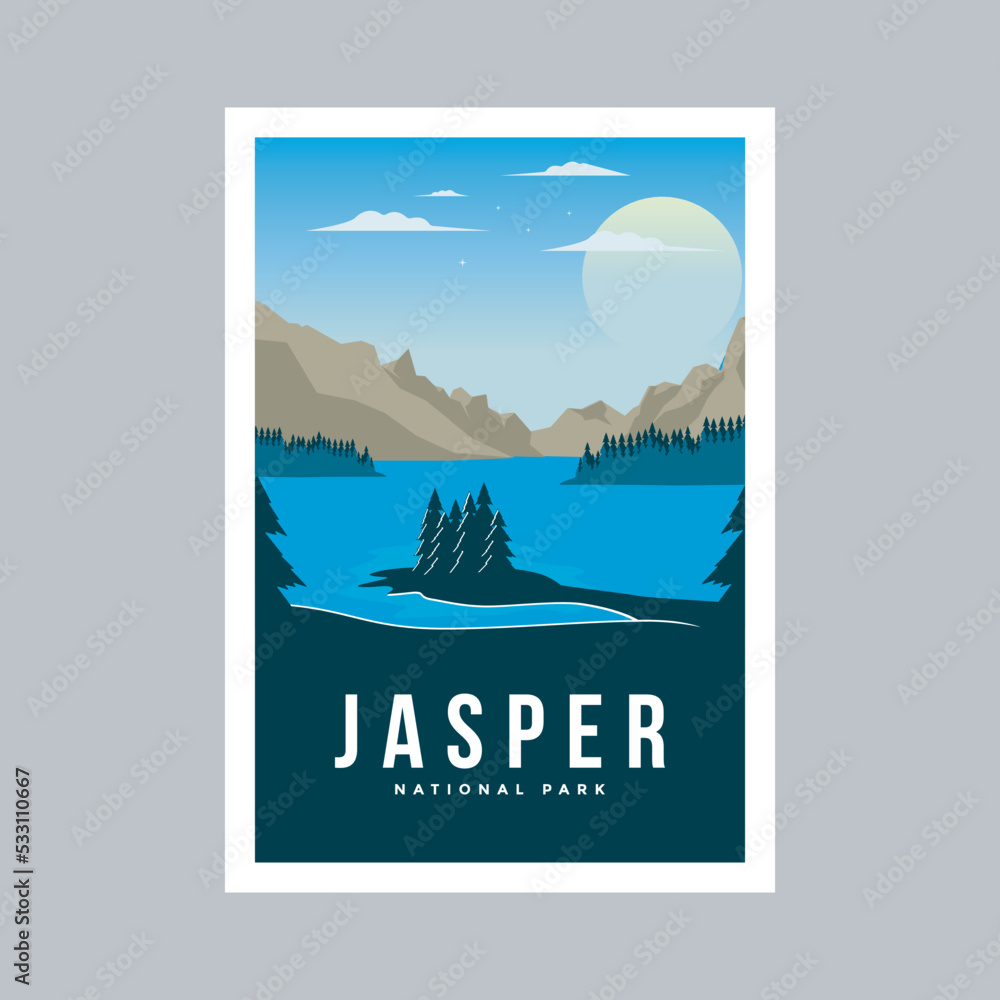 Jasper National Park poster illustration. Stock Vector | Adobe Stock