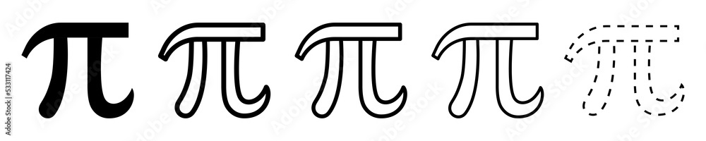 Set of Pi signs on white background. Math symbol. Vector 10 EPS. Stock ...