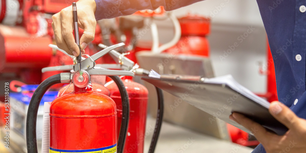 Engineer checking Industrial fire control system,Fire Alarm controller ...