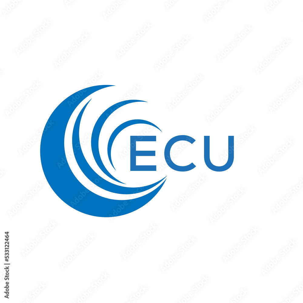 ECU letter logo. ECU best Black background vector image. ECU Monogram ...
