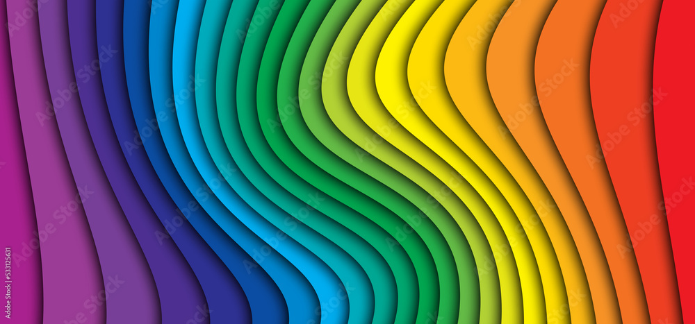 CMYK or RGB color wheel wave. Rainbow stripes background cyan, magenta ...