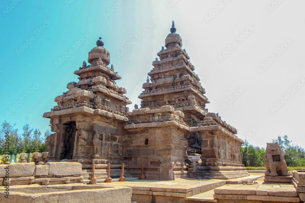 The Shore Temple of Mamallapuram, It is located in Mahabalipuram ...