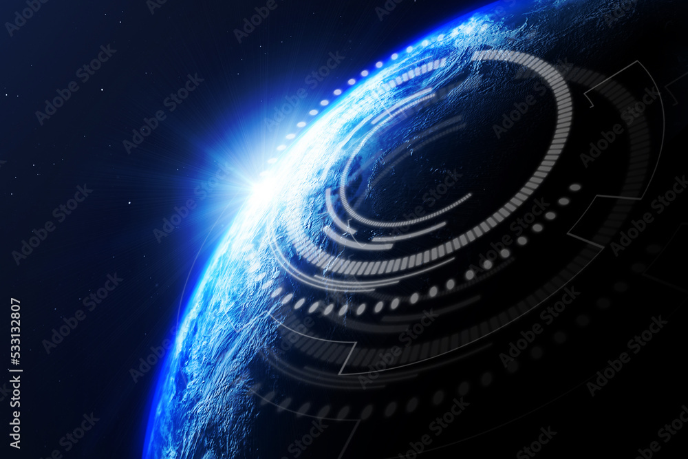 Planet Earth with high technology holograms. High technology ...