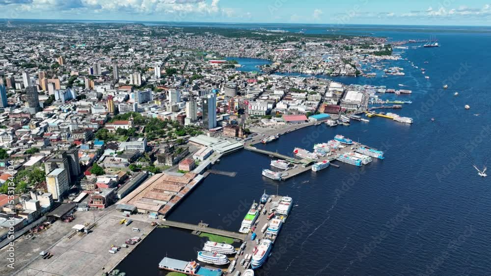 Historic Downtown At Manaus Amazonas Brazil. Outdoor Brazilian Suburb ...