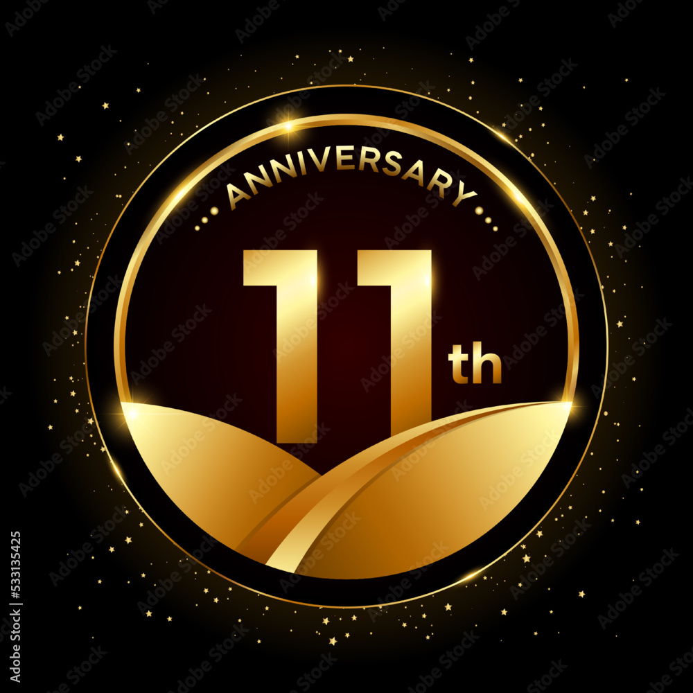 11th anniversary, Golden anniversary template design. Logo vector ...