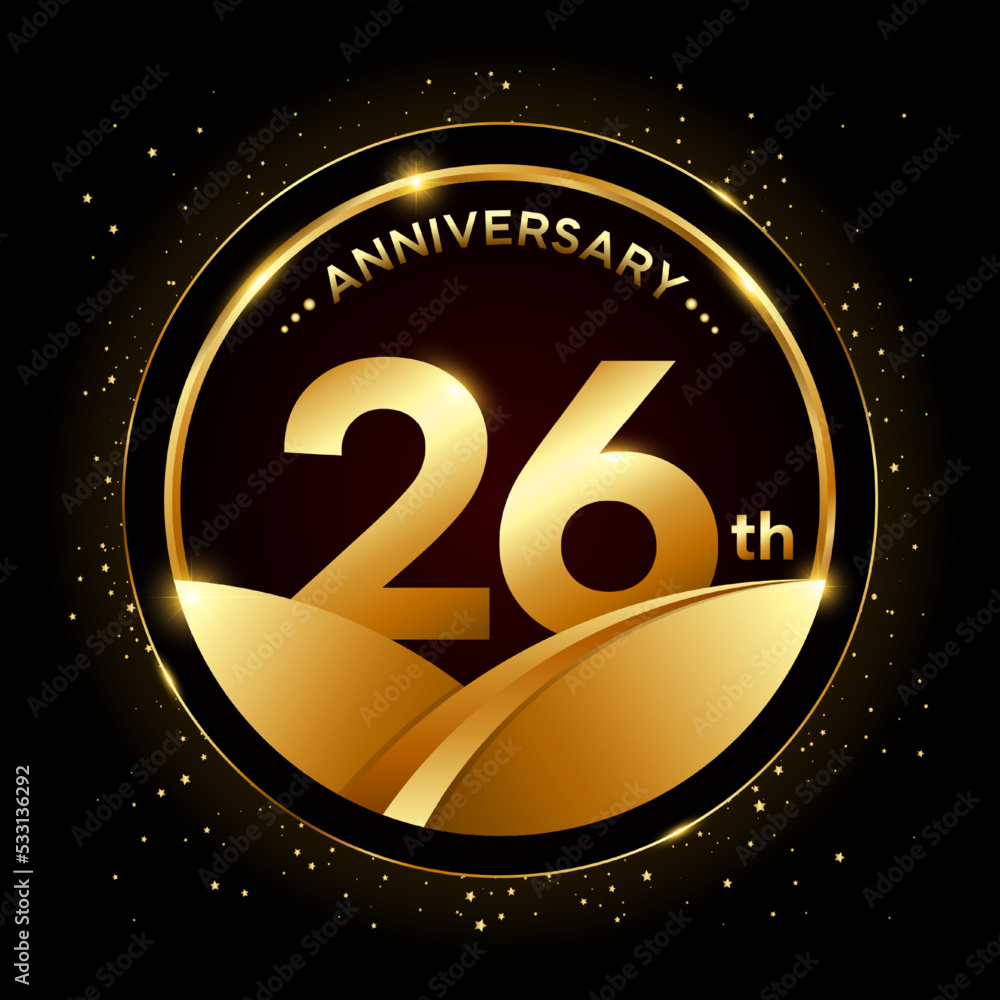26th anniversary, Golden anniversary template design. Logo vector ...