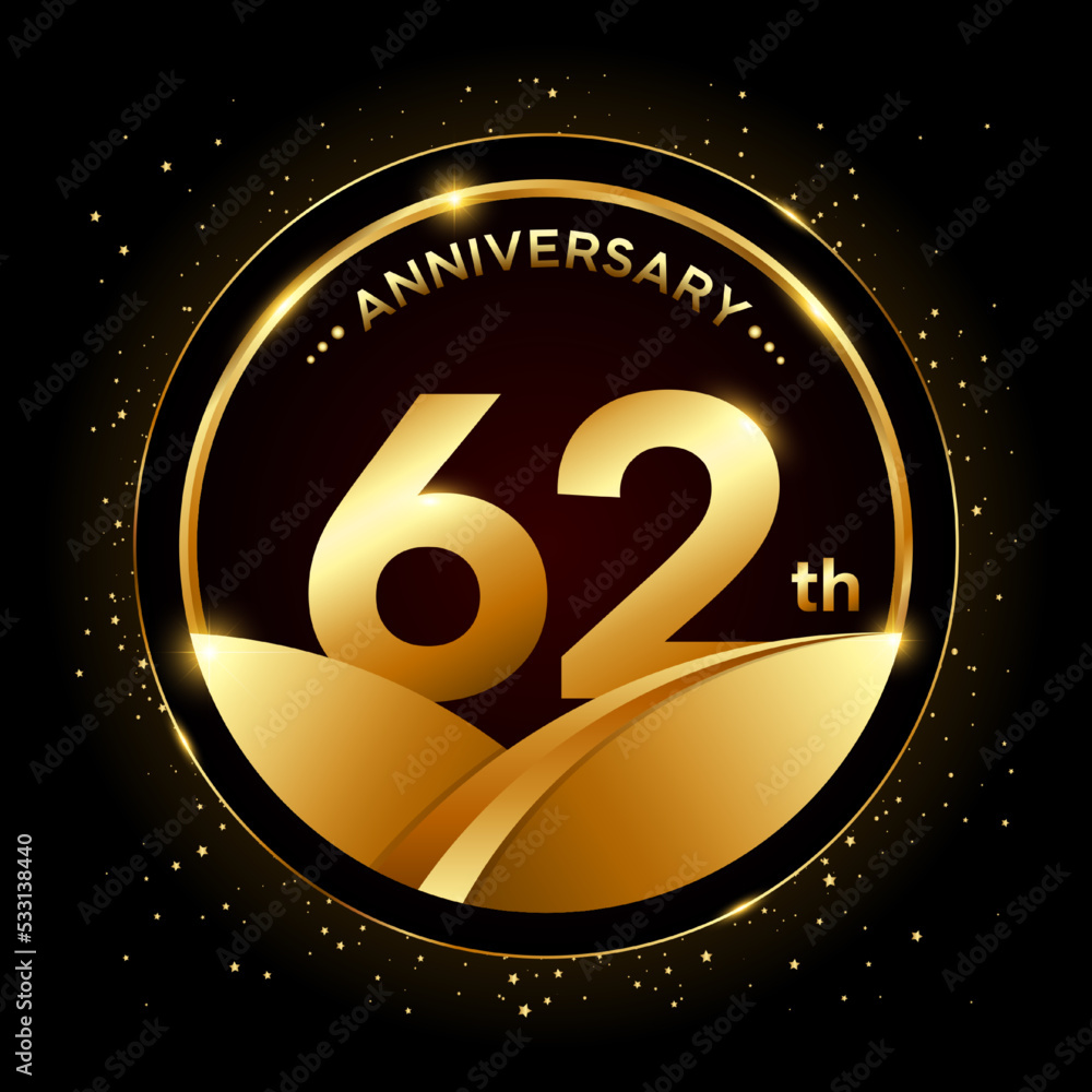 62th anniversary, Golden anniversary template design. Logo vector ...
