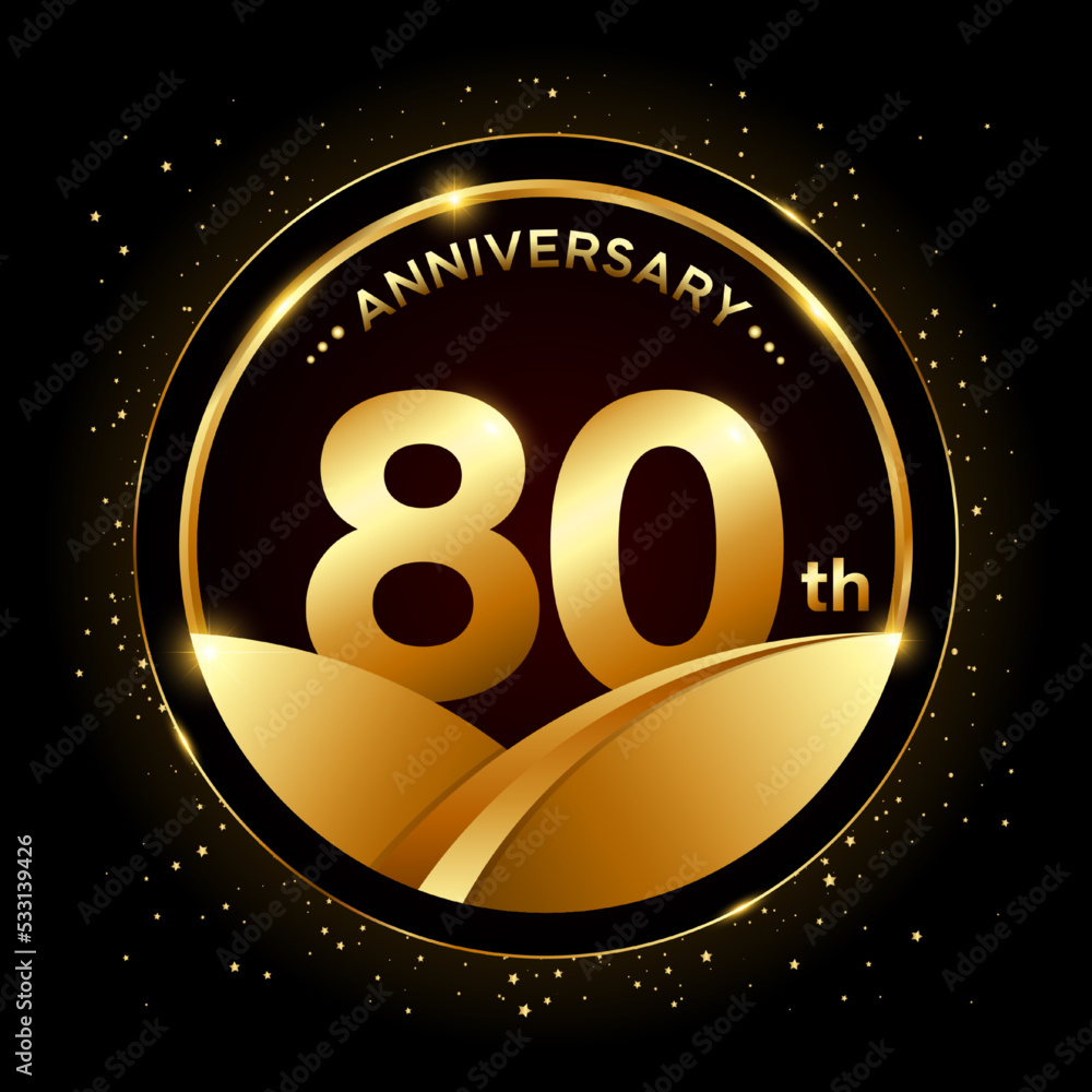 80th anniversary, Golden anniversary template design. Logo vector ...
