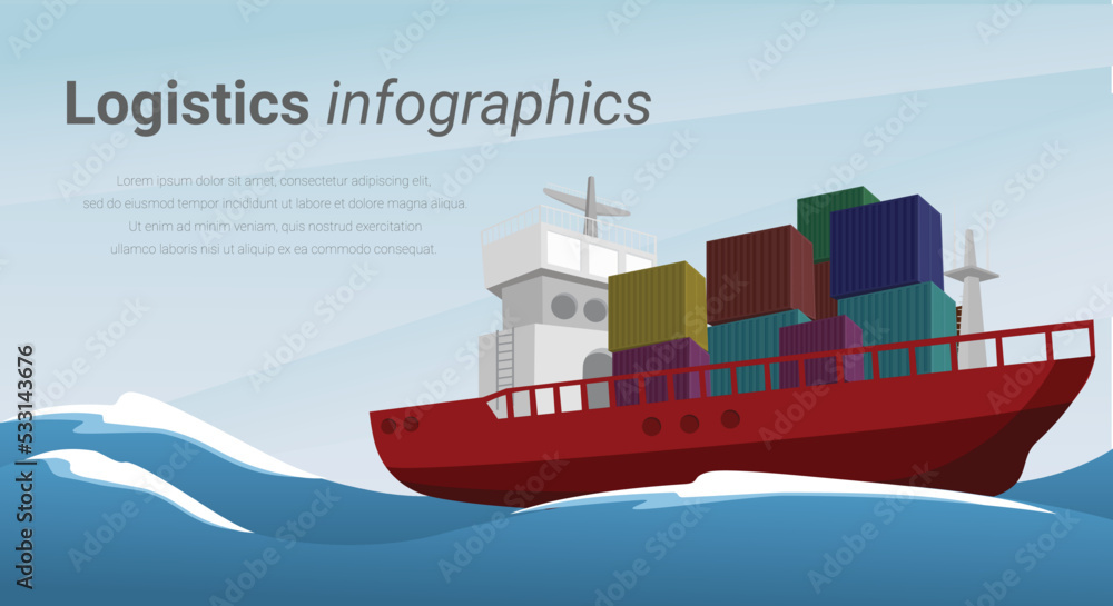Container ship Infographic, Logistics and transportation infographic ...