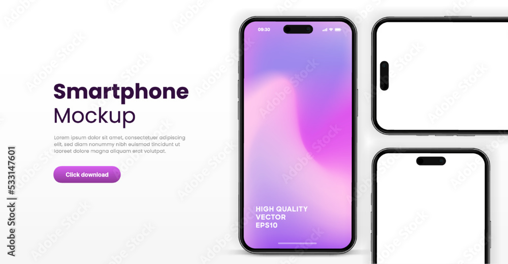 3D realistic high quality smartphone mockup with isolated background ...