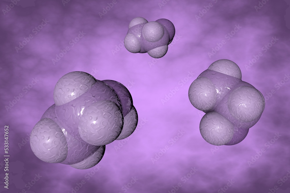 Space-filling molecular model of ethanol (drinking alcohol, ethyl ...