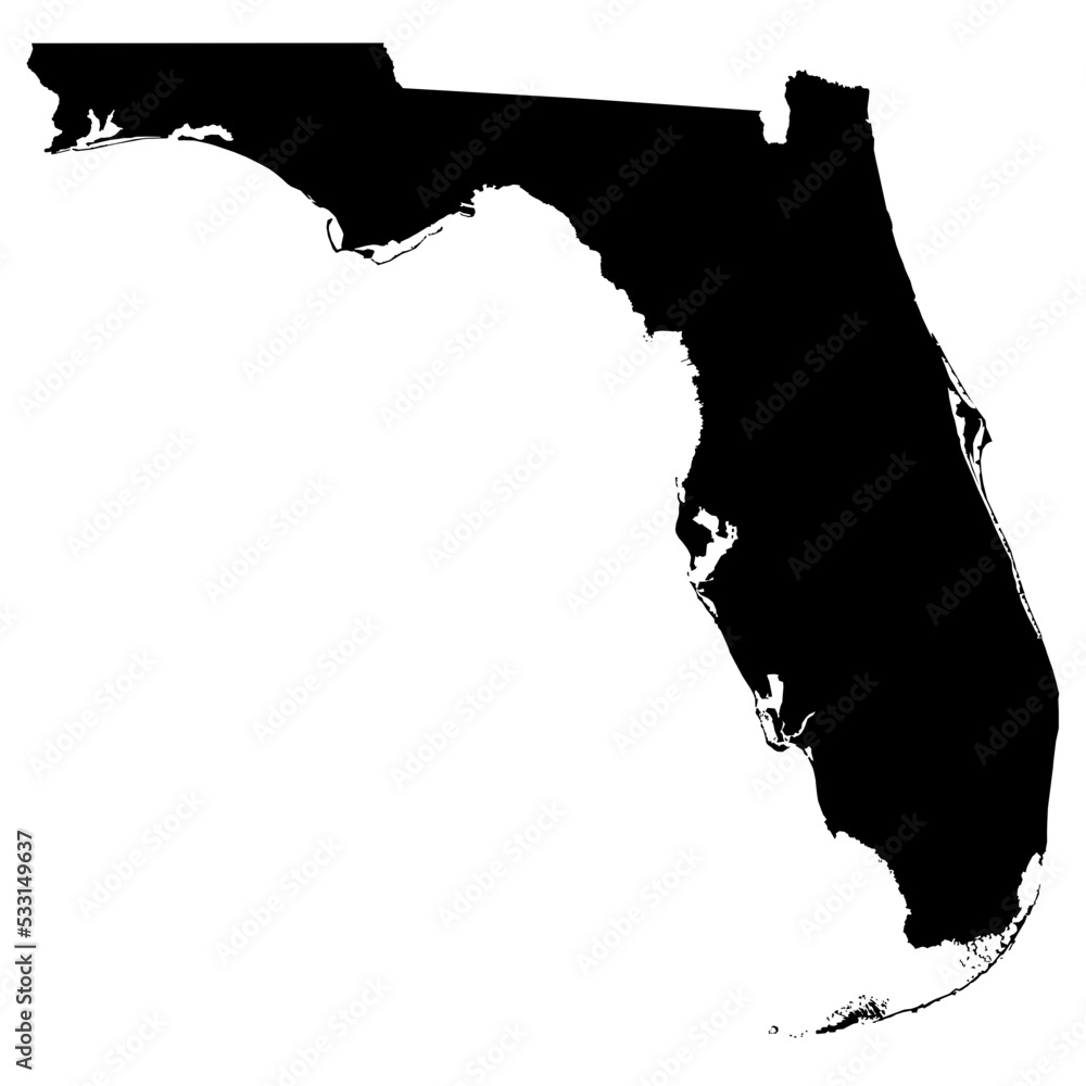 Vector illustration of Florida state silhouette in United States of ...