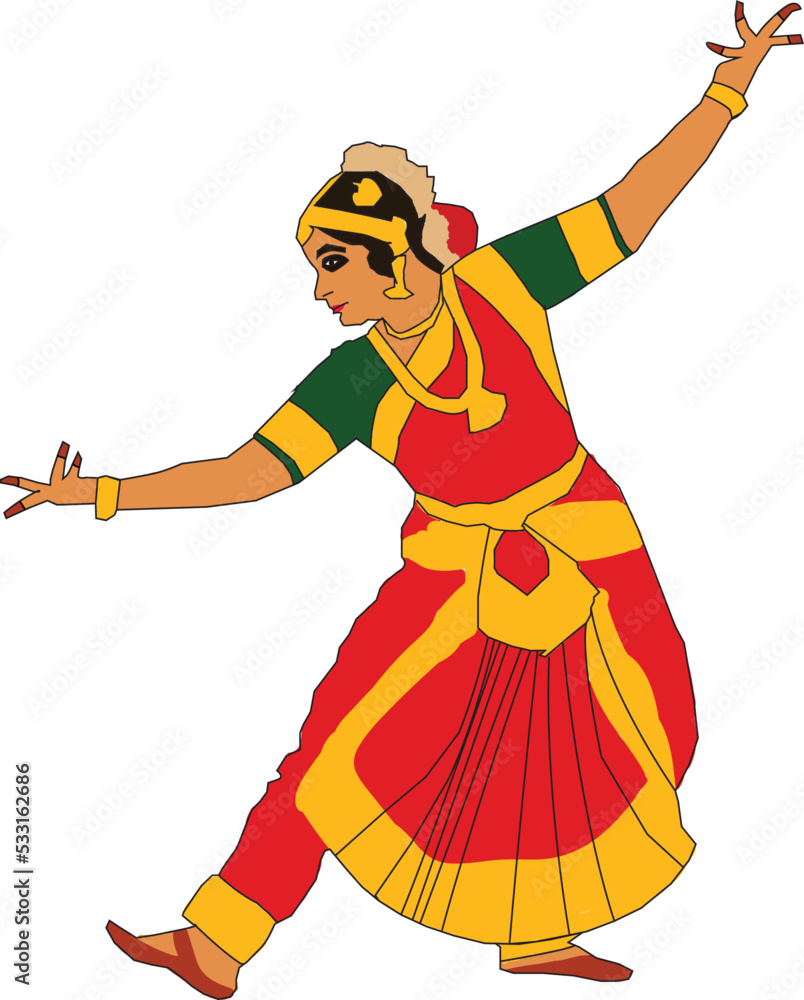 Rare bharatnatyam pose vector Stock Vector | Adobe Stock