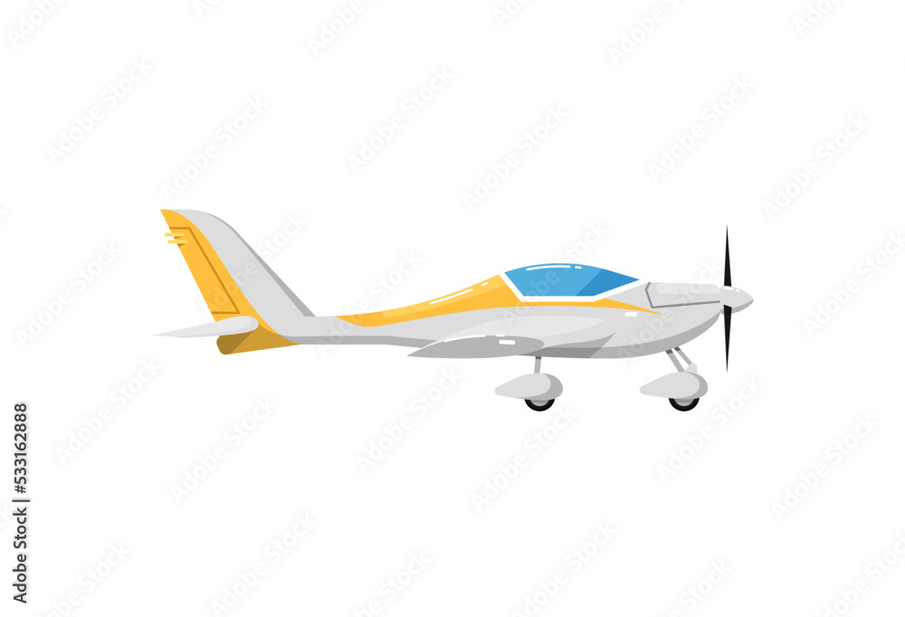 Small propeller airplane icon. Side view screw aircraft, passenger ...