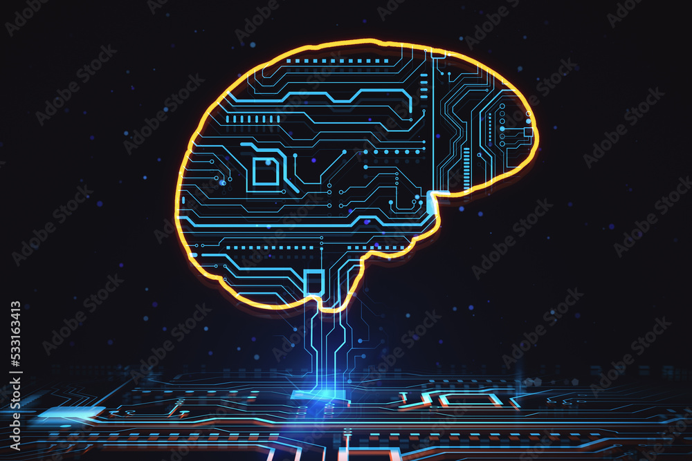 Deep learning and artificial intelligence concept with digital micro ...