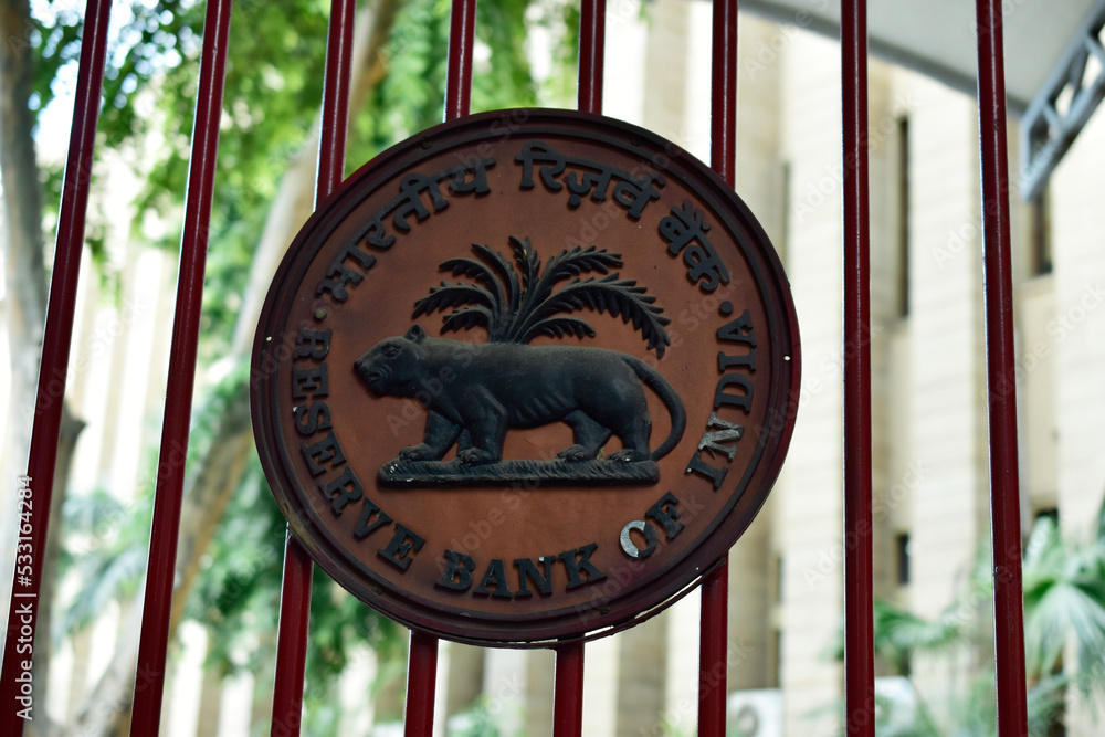RBI sign board on entrance gate of reserve bank of india Stock Photo ...