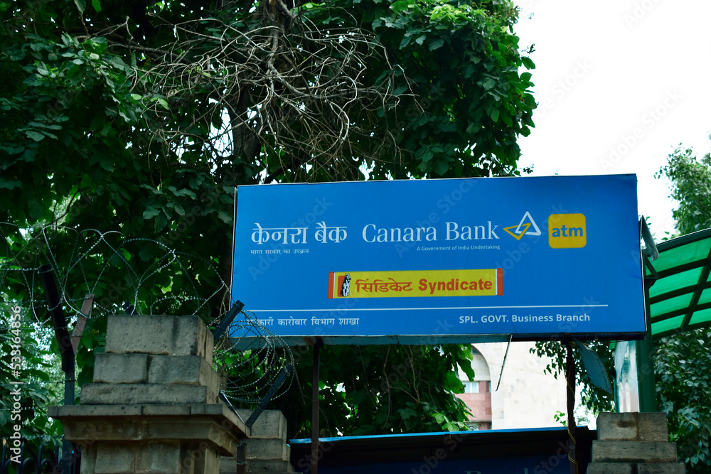 Canara Bank sign board. Canara Bank is an Indian private sector bank ...