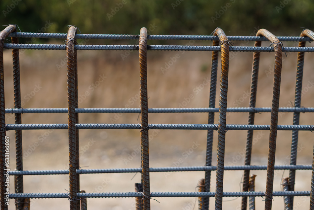 Rebar iron to be used for concrete foundation of new building at ...