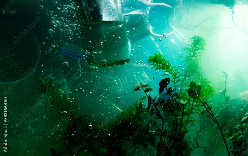 Environmental pollution of garbage in the oceans, seas, beaches, and ...