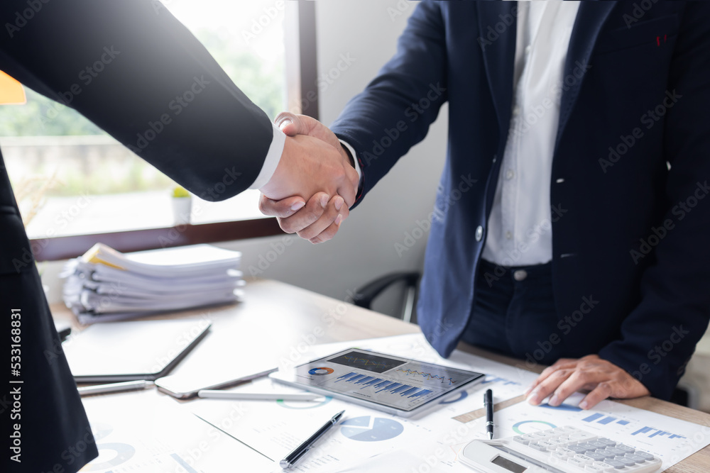 Client And Agent Shaking Hands, manager handshake with new employee ...