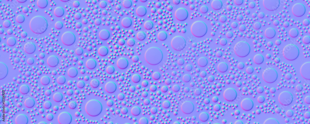 Normal map seamless pattern with milkshake texture top view. Abstract background with bubbles ...