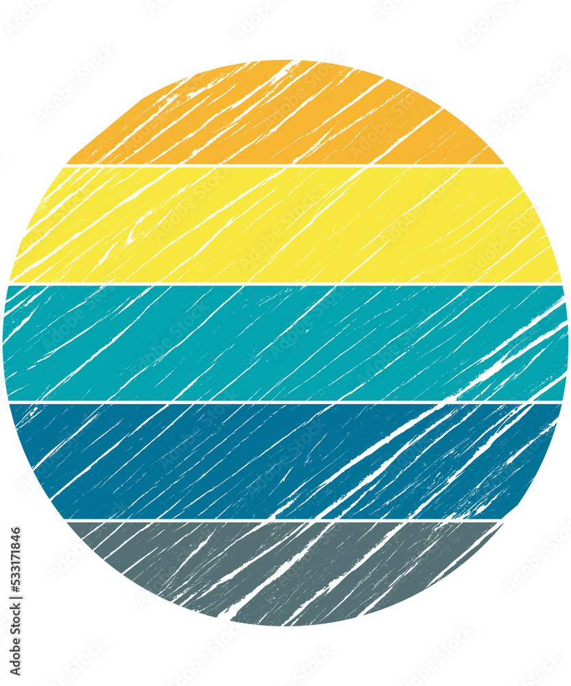vintage retro striped sunset graphics. Vintage sunset collection in 70s ...