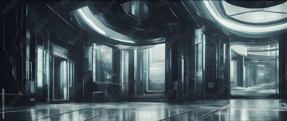 Artistic concept painting of a beautiful futuristic interior ...