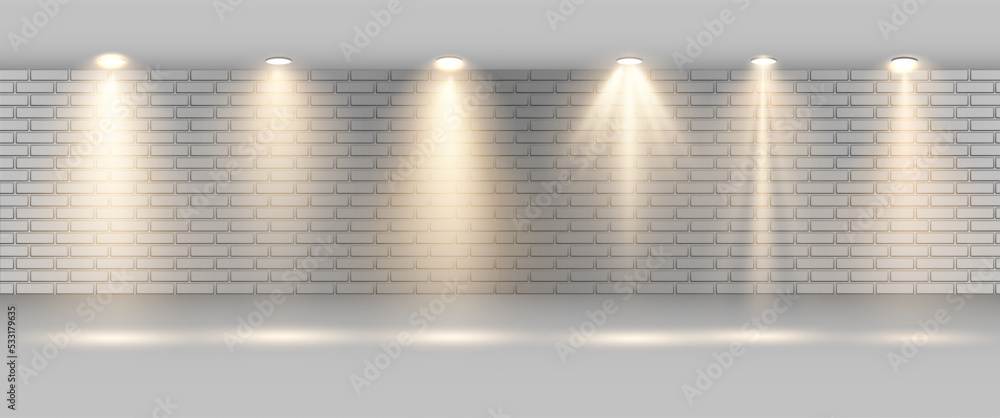 Set of spotlight shines on the stage, scene, podium. Bright lighting ...