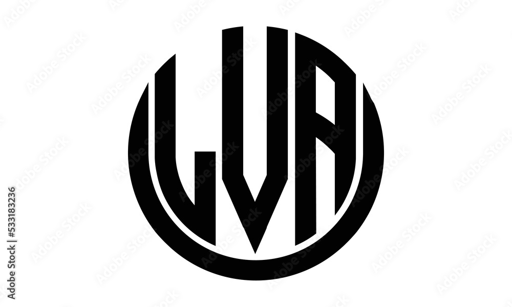 LVA shield in circle logo design vector template. lettermrk, wordmark ...