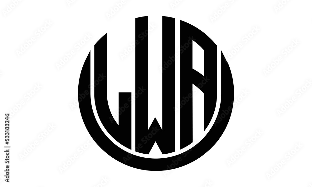 LWA shield in circle logo design vector template. lettermrk, wordmark ...