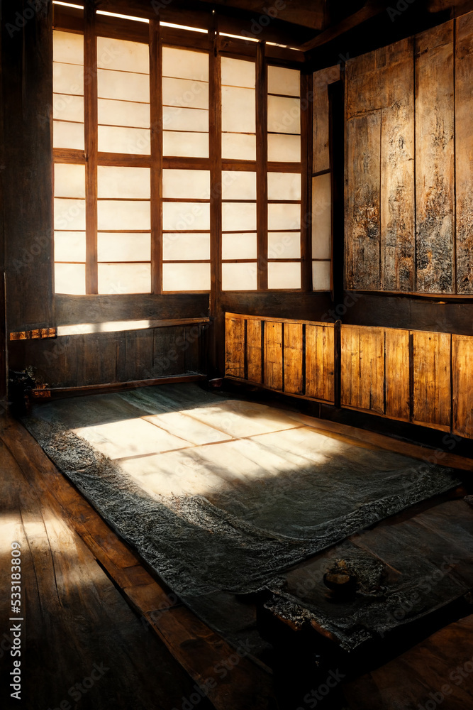 Concept art illustration of japanese dojo interior Stock Illustration ...