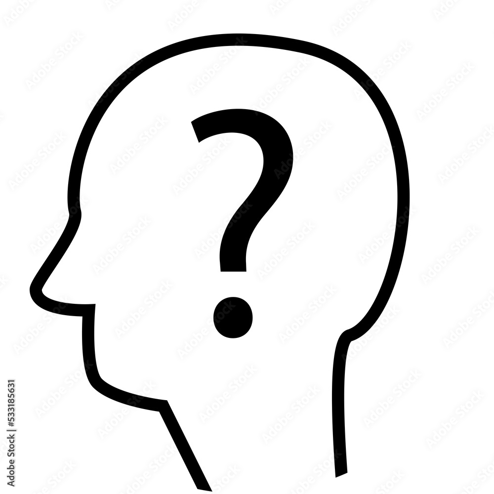 Isolated icon of a silhouette of a head with a question mark. Concept ...