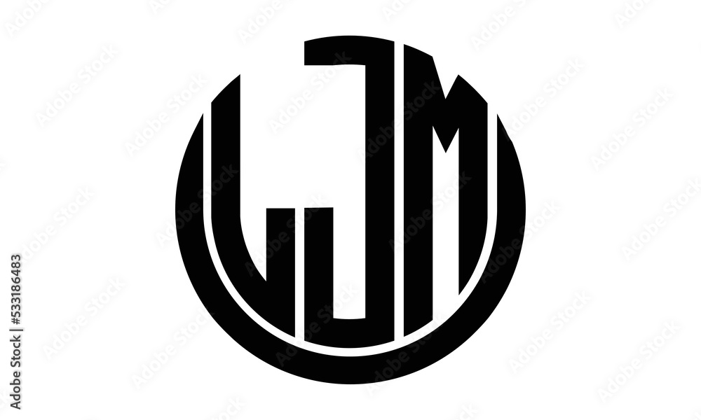 LJM shield in circle logo design vector template. lettermrk, wordmark ...