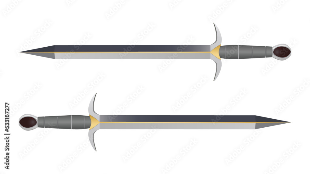 Metal Sword, straight swords, Asia sword, vector realistic sword ...