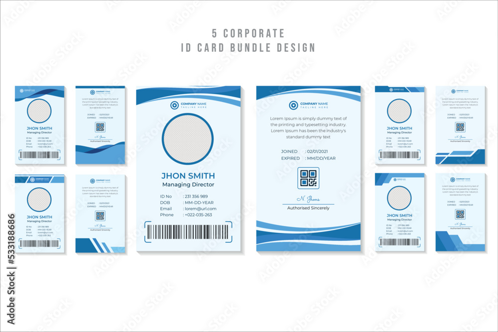 Premium Modern corporate ID card design bundle Vector file. Stock ...