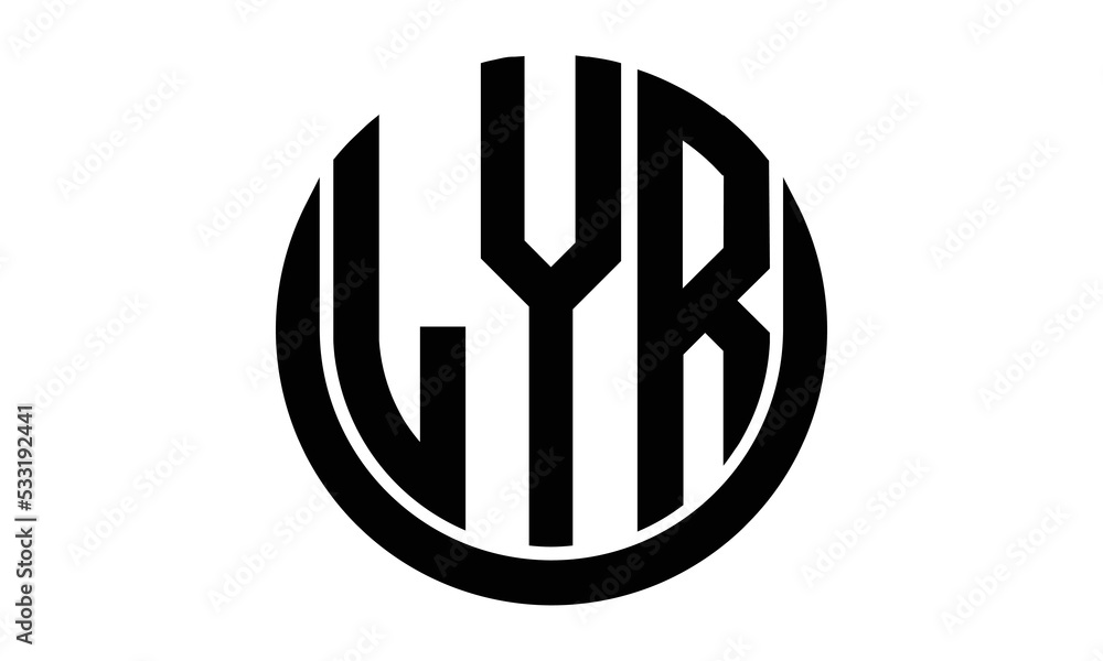 LYR shield in circle logo design vector template. lettermrk, wordmark ...